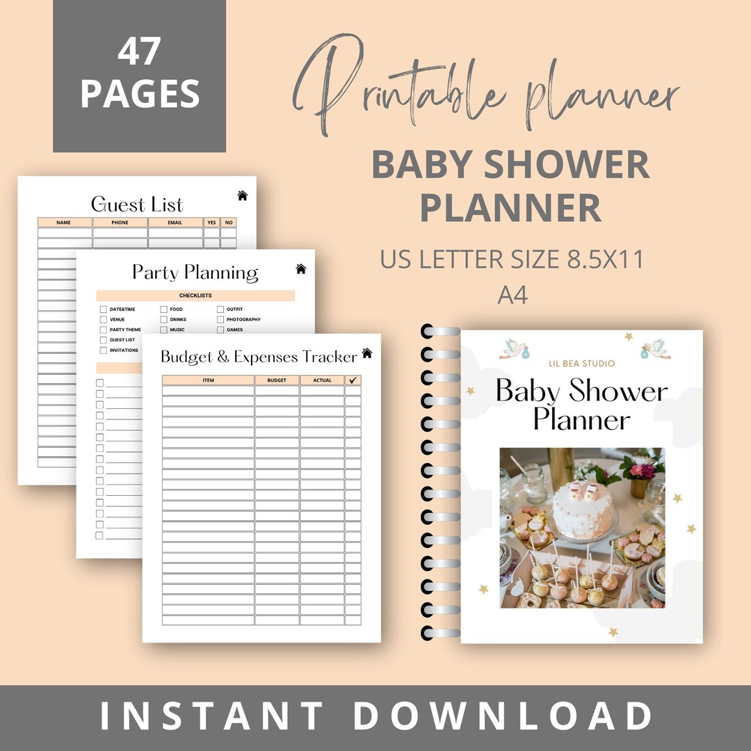 Baby Shower Printable Planner, Instant Download, Baby Shower Planning ...