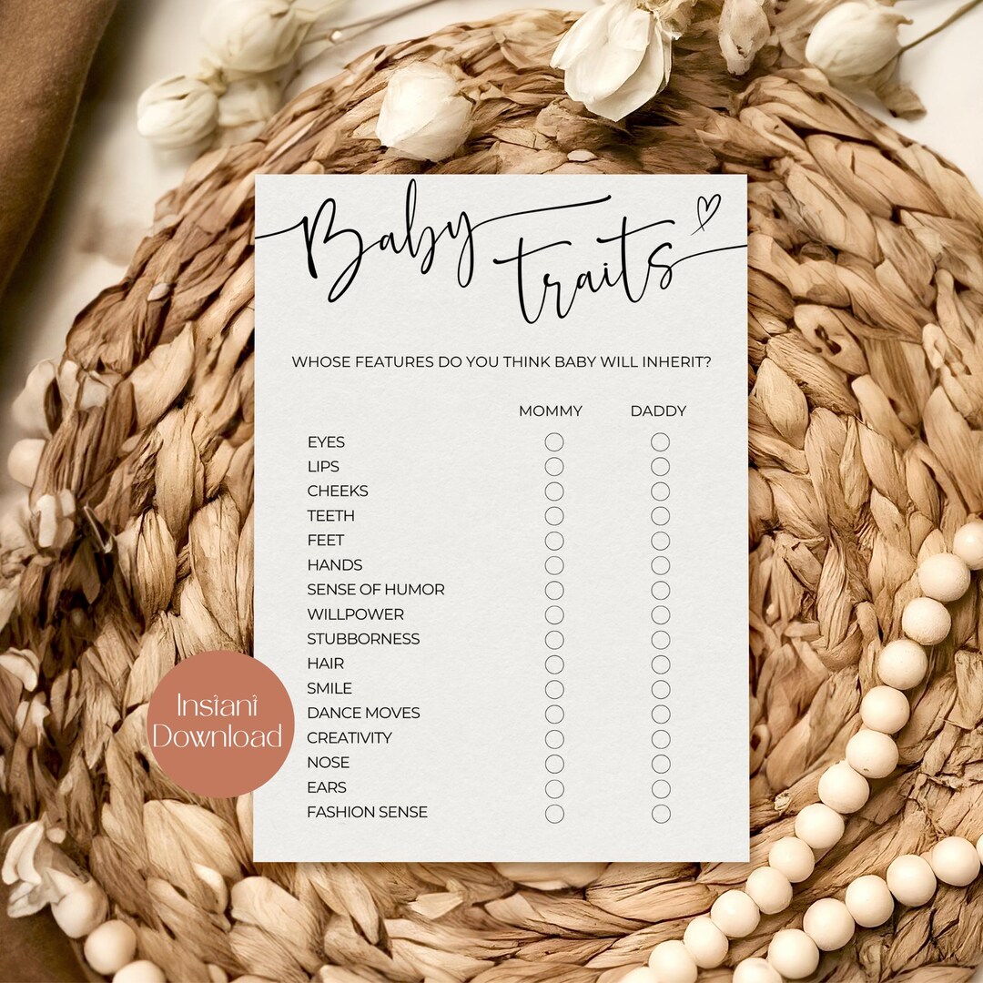 Minimal Baby Traits Game, Guess Baby Features Baby Shower Game , Gender ...