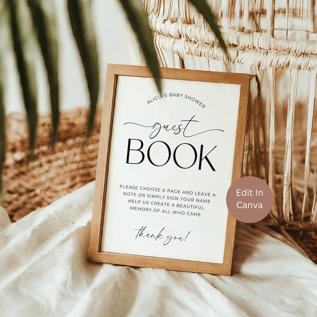 Baby Shower Guestbook Sign, Guest Book Sign, Minimal Baby Shower ...