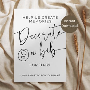 Decorate A Bib for Baby Printable Sign, Instant Download, Bib ...