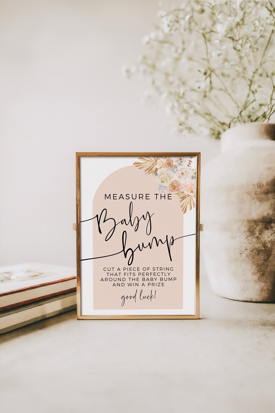 Measure the Baby Bump Baby Shower Game Printable Sign, Gender Neutral ...