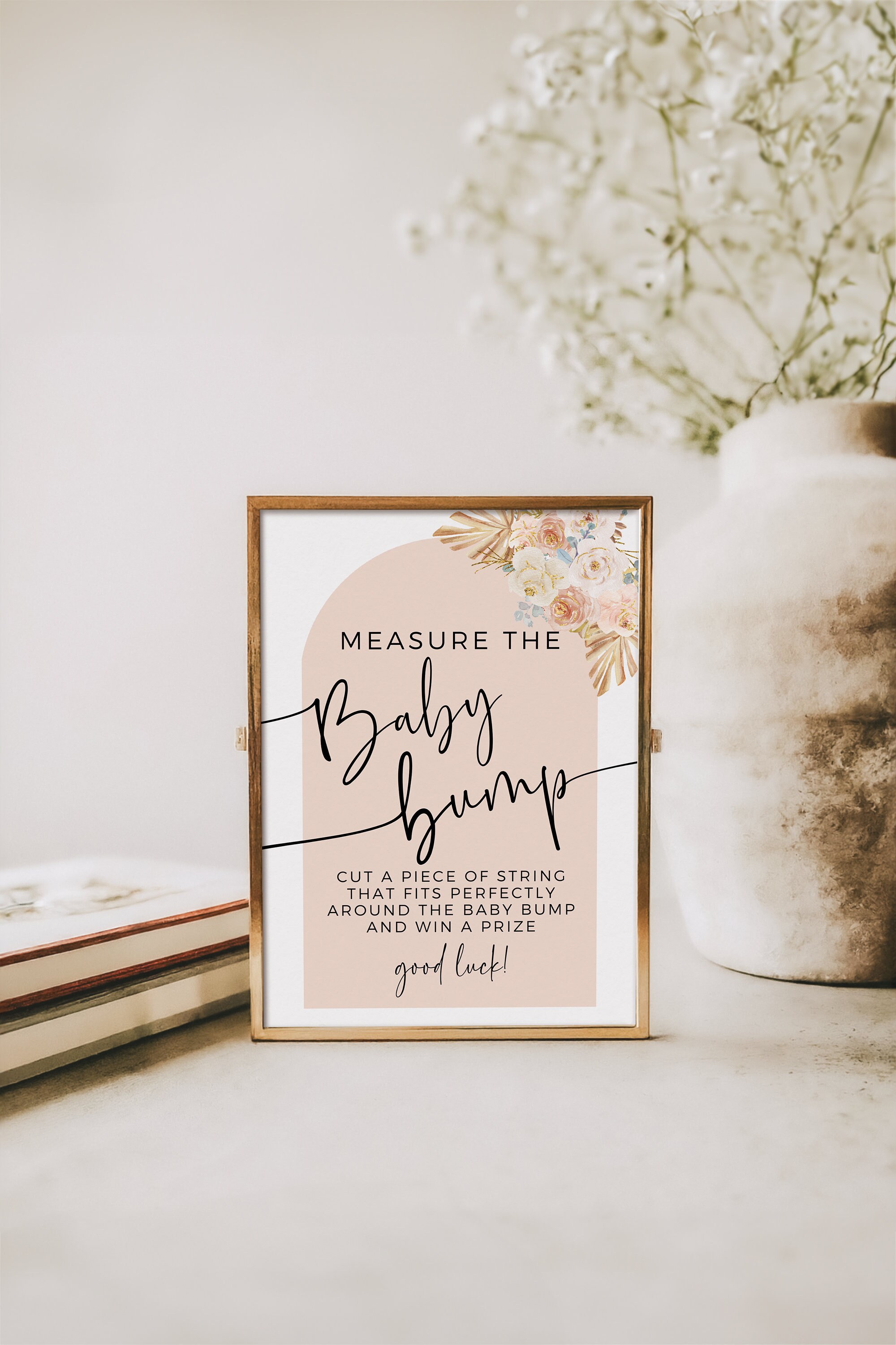 Measure the Baby Bump Baby Shower Game Printable Sign, Gender Neutral ...