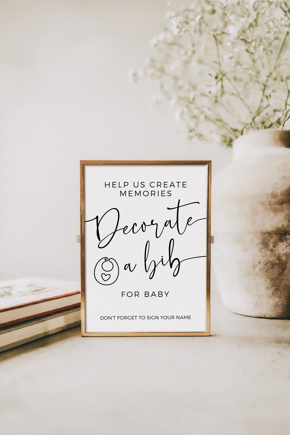 Bib Decorating Station Printable Sign, Decorate A Bib for Baby ...