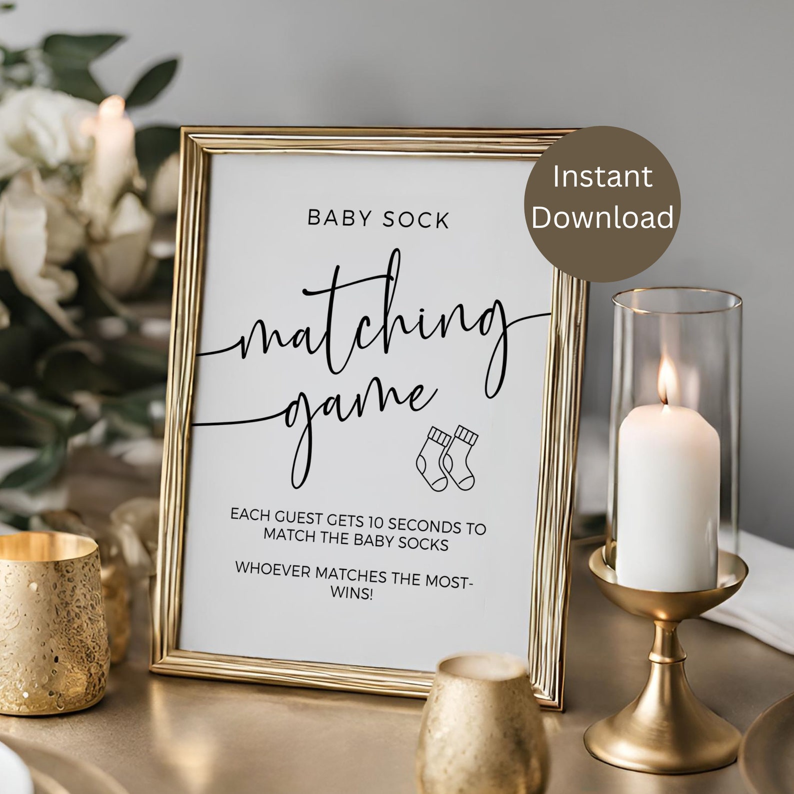 Baby Sock Matching Game Sign, Baby Shower Activity, Baby Shower Game ...