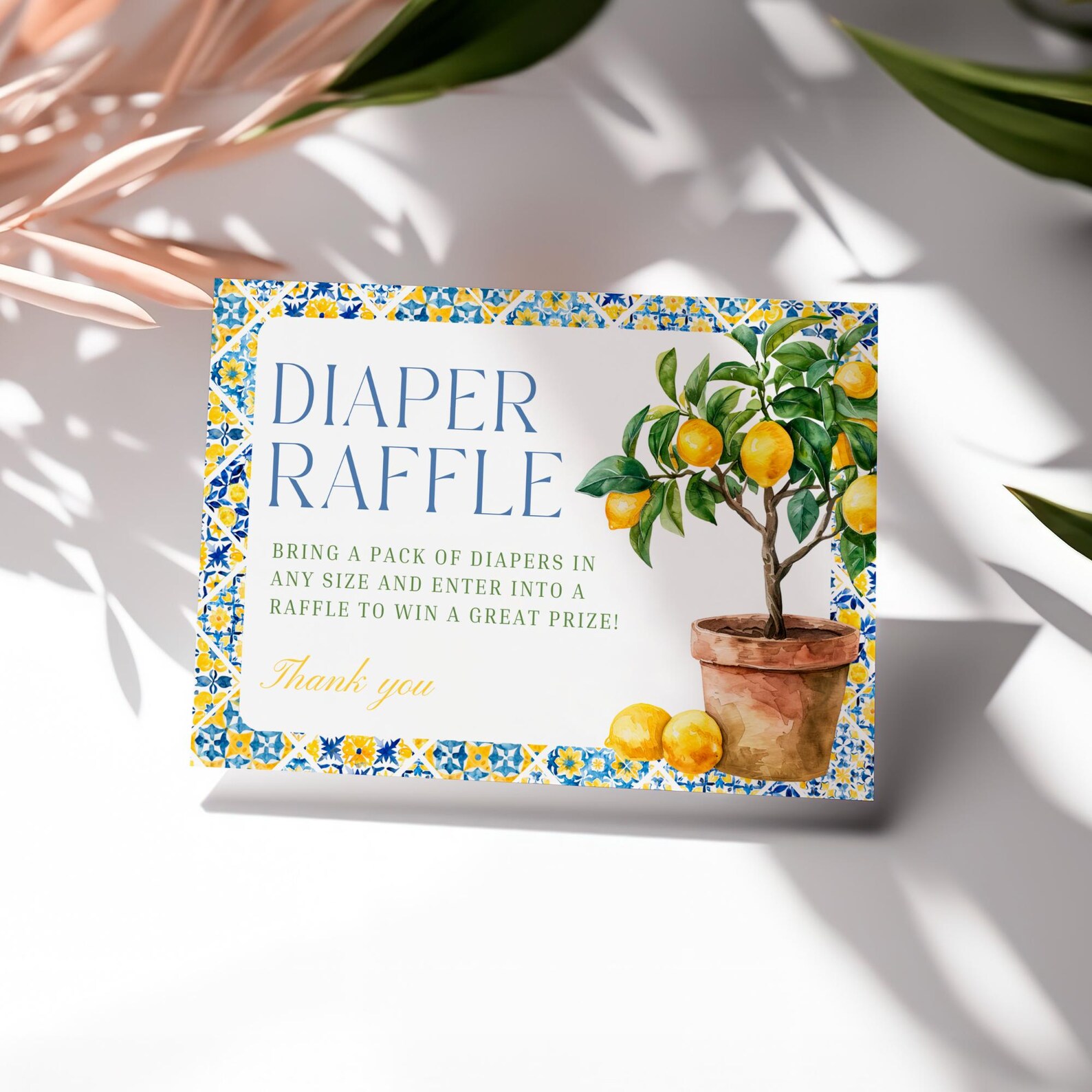 Mediterranean Tile Baby Shower Diaper Raffle Sign and Raffle Ticket ...