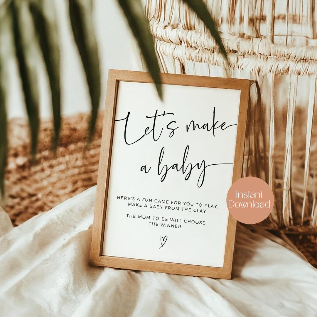 Let's Make a Baby Game, Printable Baby Shower Game Sign, Instant ...