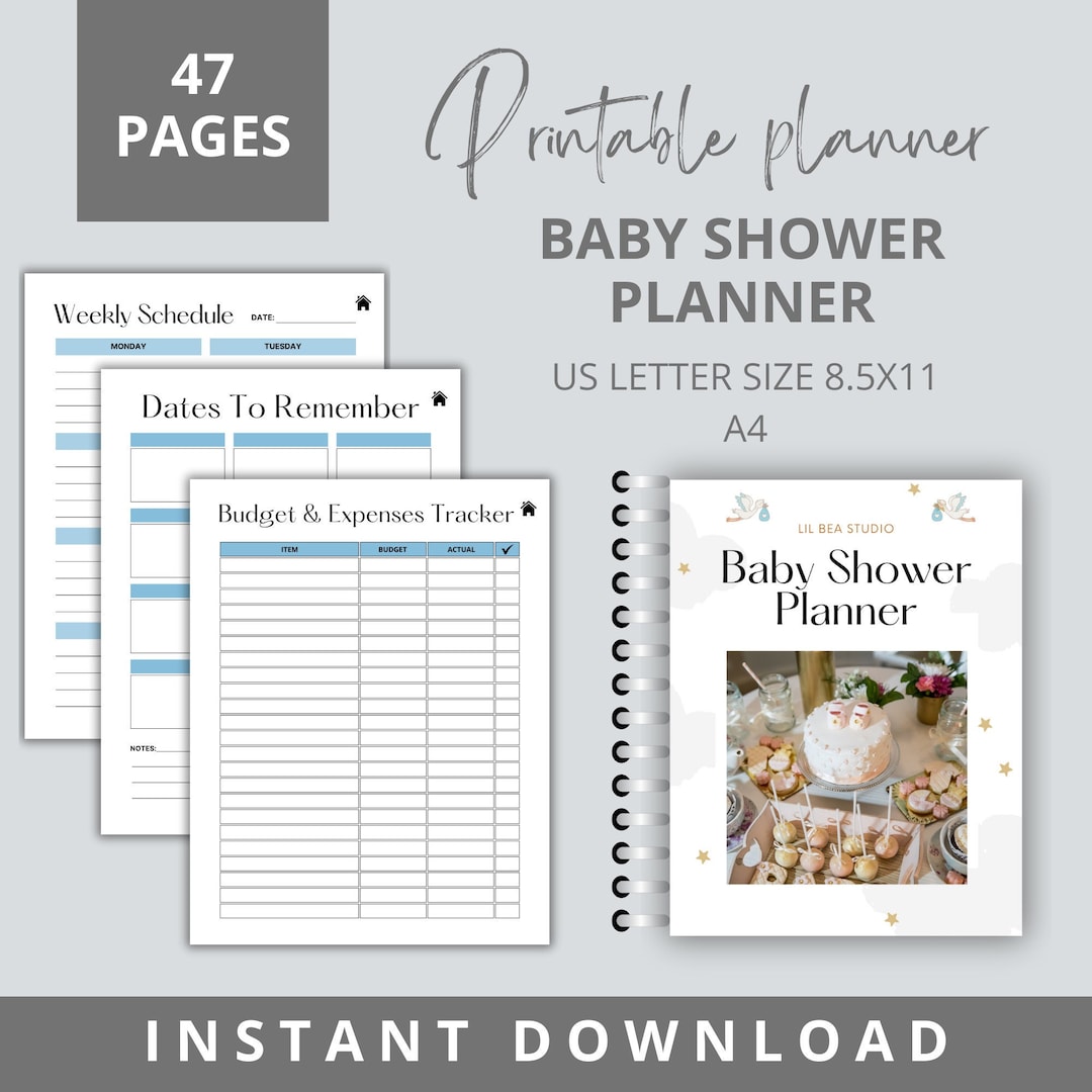 Planificador imprimible de baby shower, descarga instantánea ...