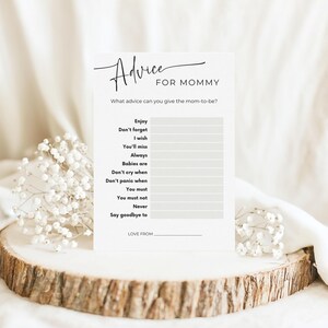 Advice for Mommy to Be Baby Shower Game, Minimal Baby Shower Game ...