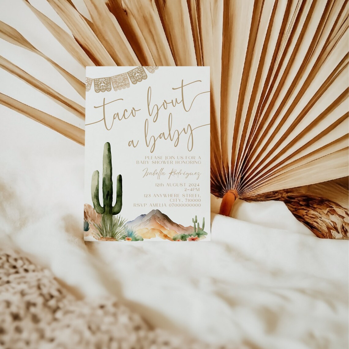 Taco Bout A Baby Baby Shower Invitation Boho, Taco Cactus Baby Shower ...