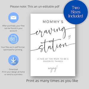 Mommy's Craving Station Sign, Baby Shower Game Sign, Instant Download ...