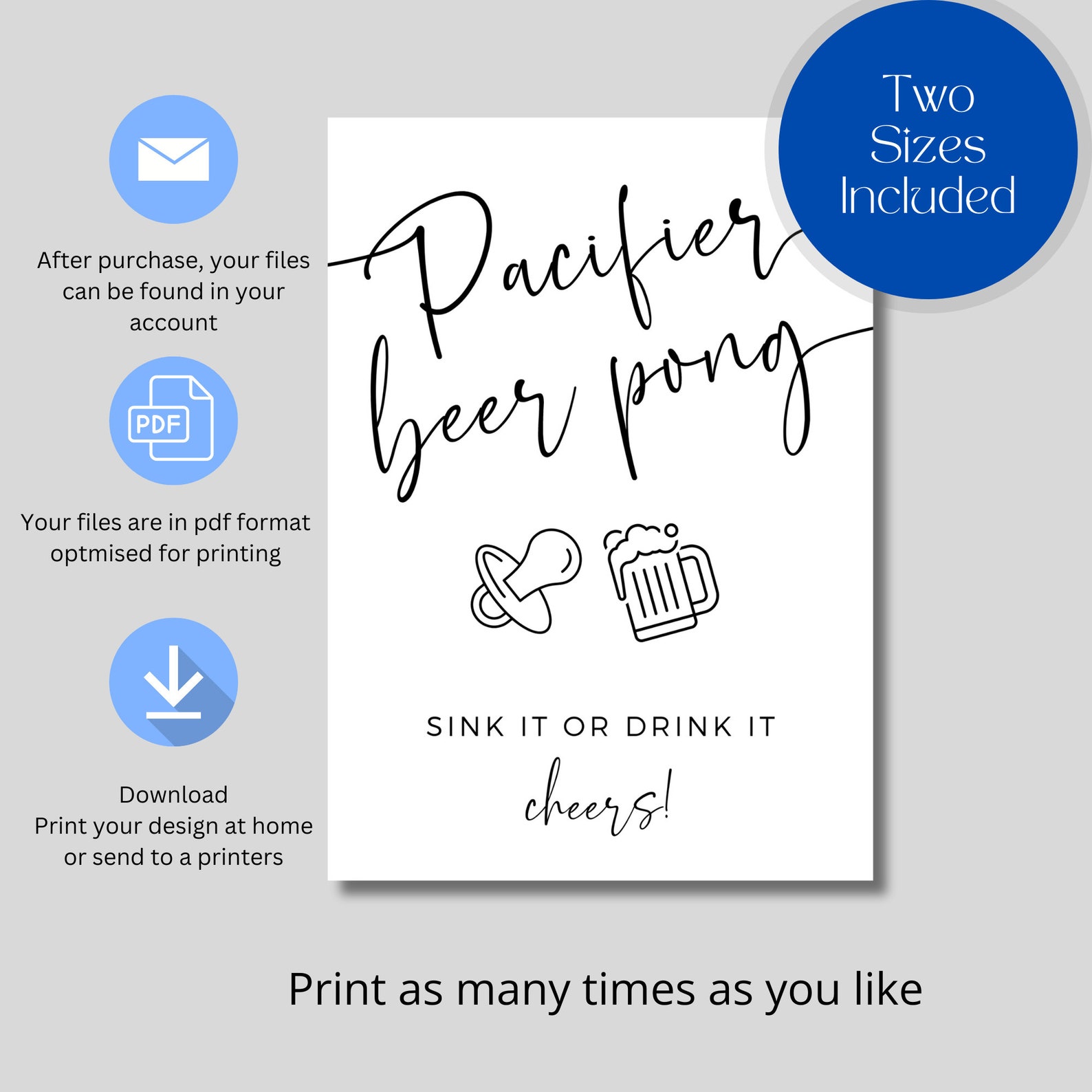 Pacifier Beer Pong Game, Baby Shower Game, Baby Shower Activity, A Baby ...