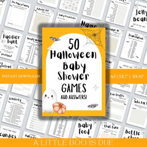Halloween Baby Shower Game Bundle, A Little Boo is Due Baby Shower ...