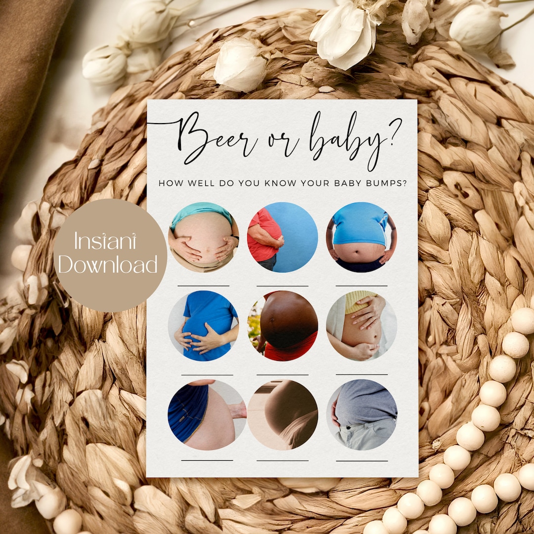 Baby Shower Beer or Baby Game, Baby Bump or Beer Belly, Guess the Bump ...
