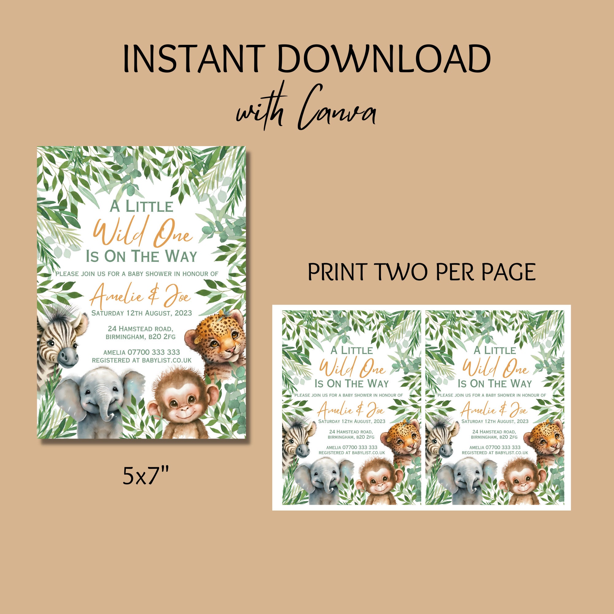 Safari Editable Baby Shower Invitation Safari Books for Baby - Etsy