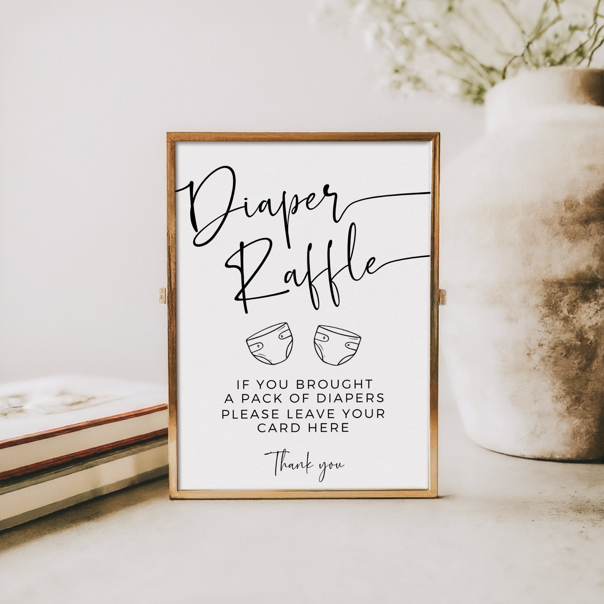 Baby Shower Diaper Raffle Sign and Raffle Ticket, Minimal Baby Shower ...
