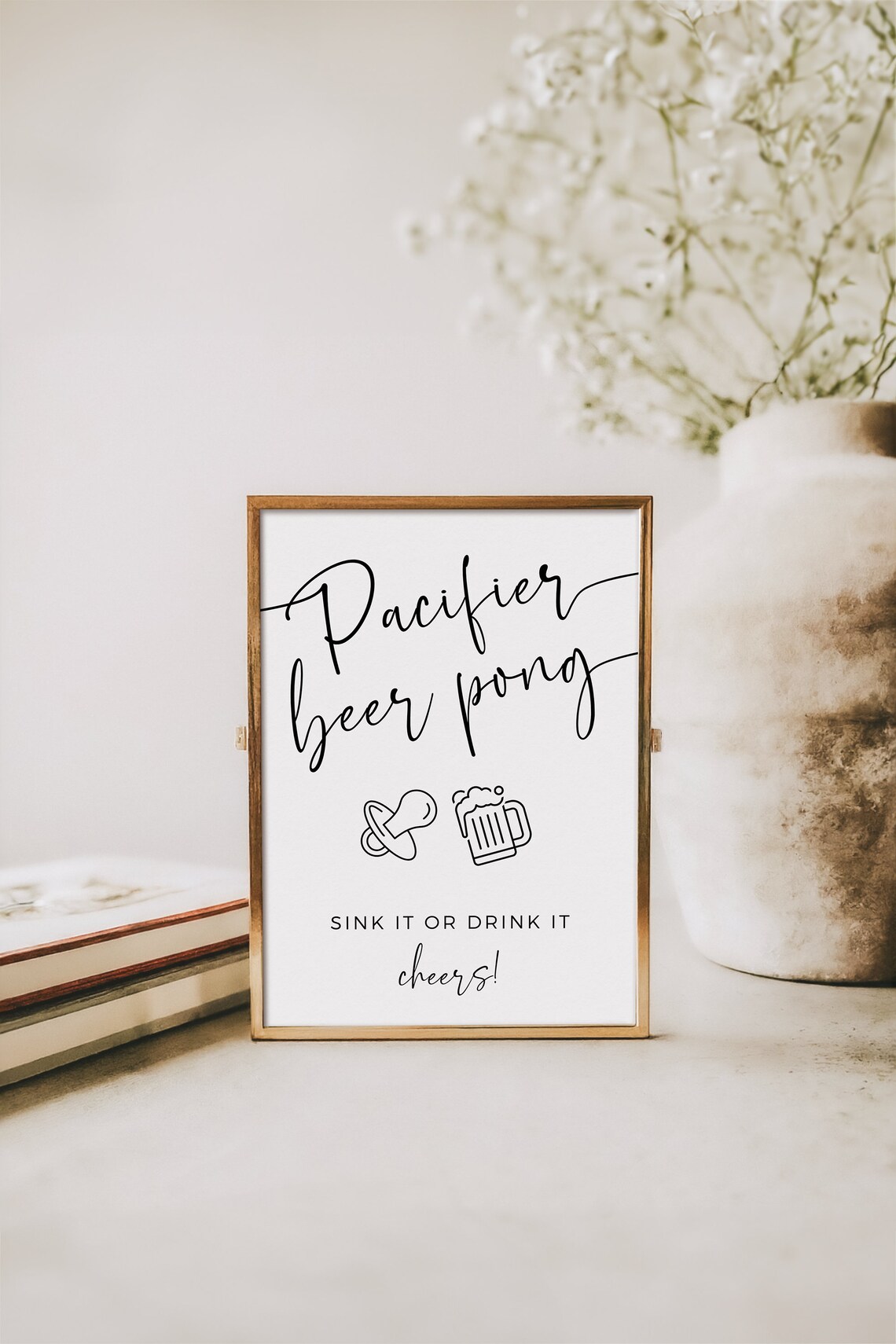 Pacifier Beer Pong Game, Minimal Baby Shower Game, Baby Shower Activity ...