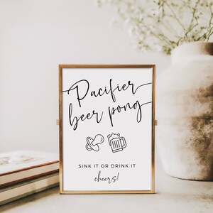Pacifier Beer Pong Game, Minimal Baby Shower Game, Baby Shower Activity ...