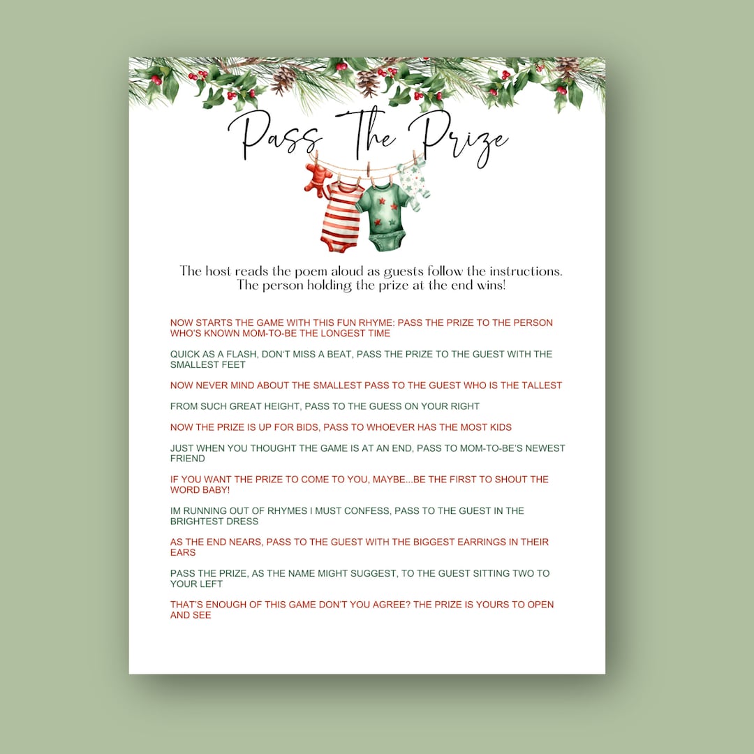 Rhyme Game, Boy Baby Shower, Gift Passing Poem, Baby Shower Activity ...