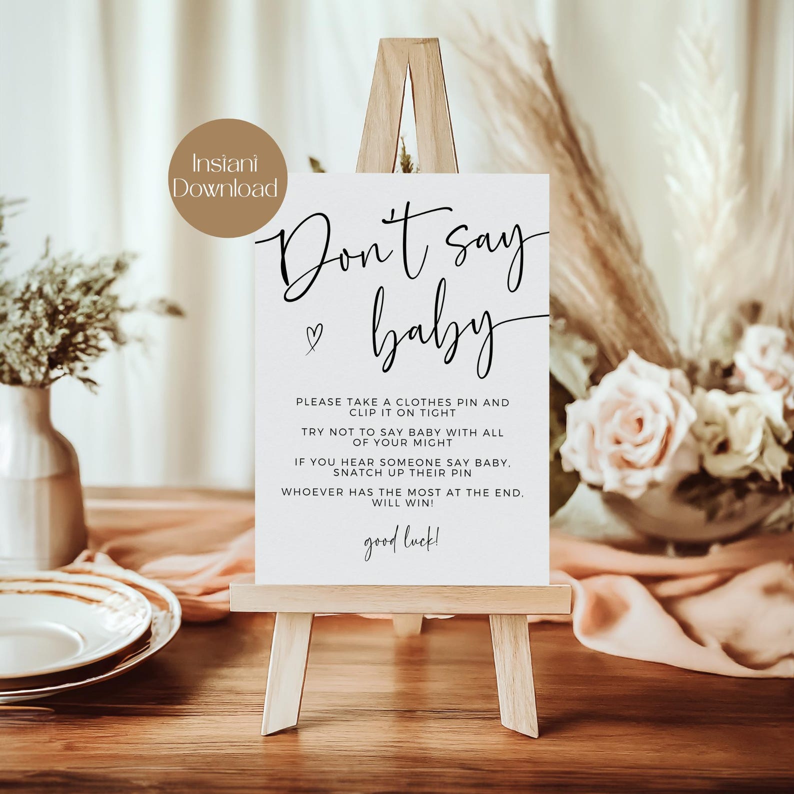 Dont Say Baby Sign Game Printable, Baby Shower Game Sign, Instant ...