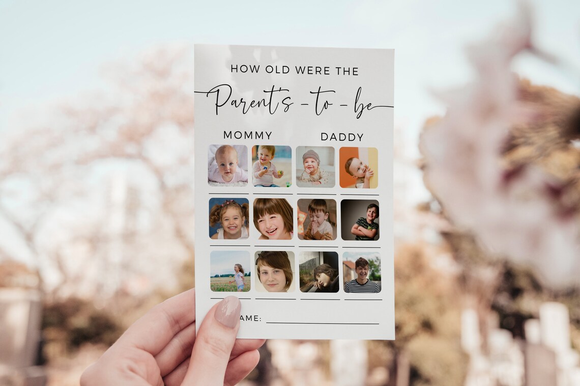 Guess the Parents Age Baby Shower Game, How Old Were They, Baby Shower ...