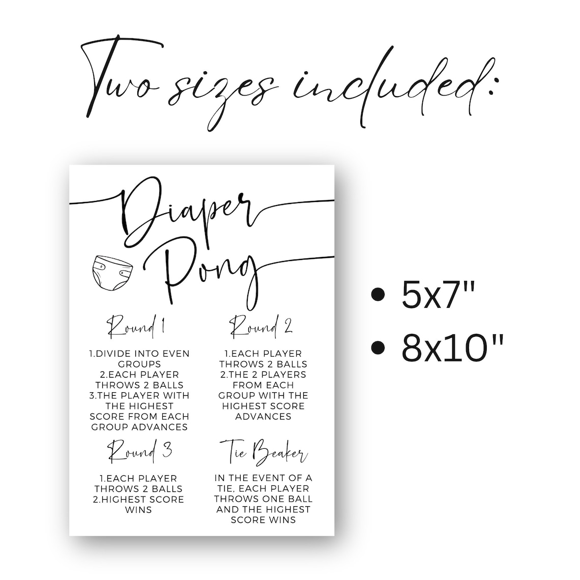 Diaper Pong Baby Shower Game, Gender Neutral Baby Shower Activity ...