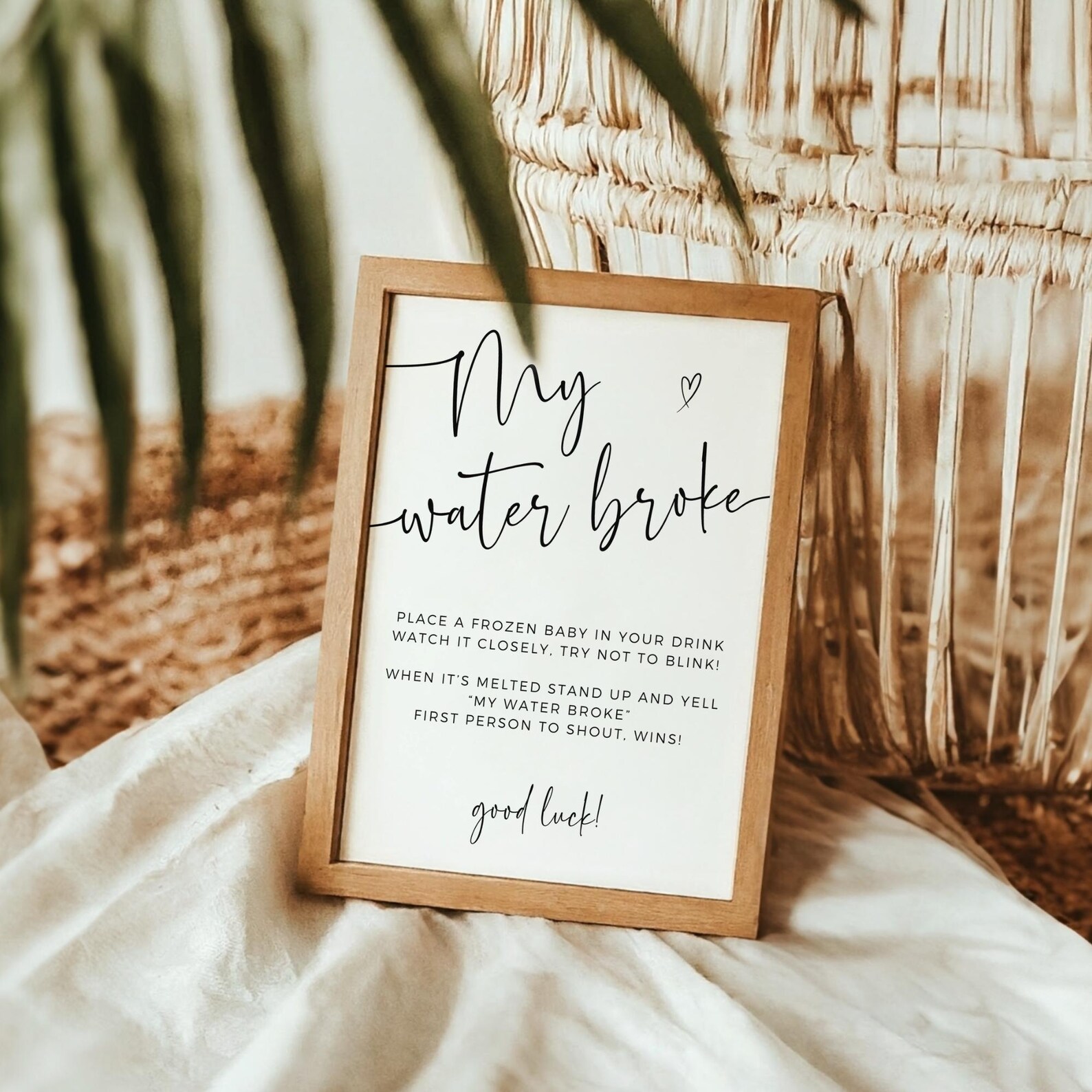 My Water Broke Game Sign, Ice Cube Game Instructions, Fun Baby Shower ...