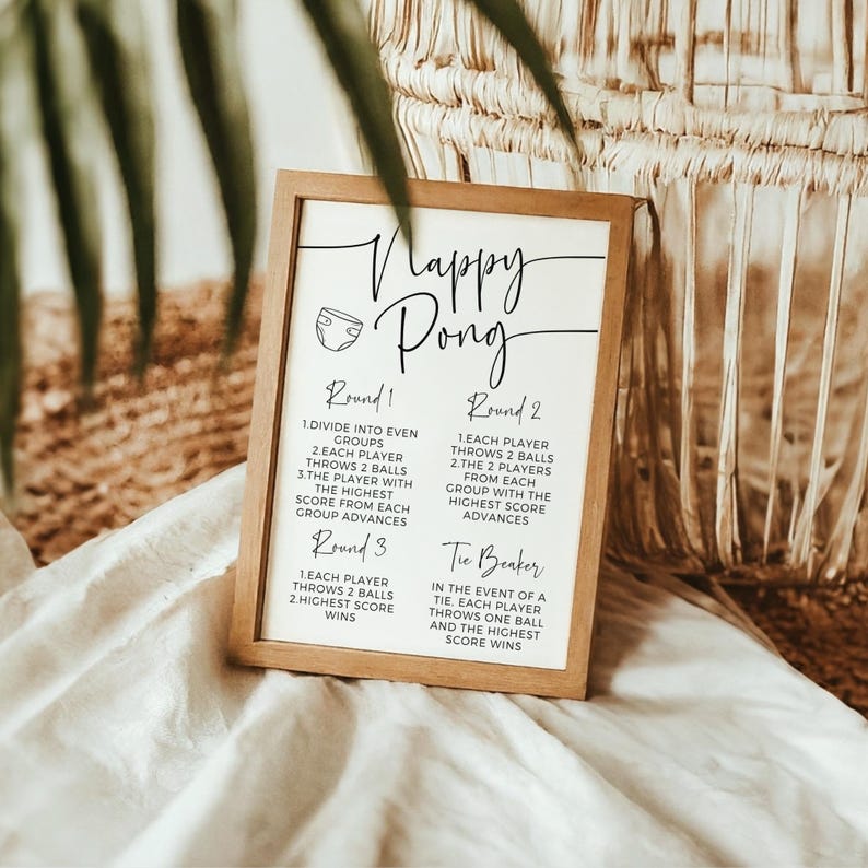 Nappy Pong Baby Shower Game, Gender Neutral Baby Shower Activity ...