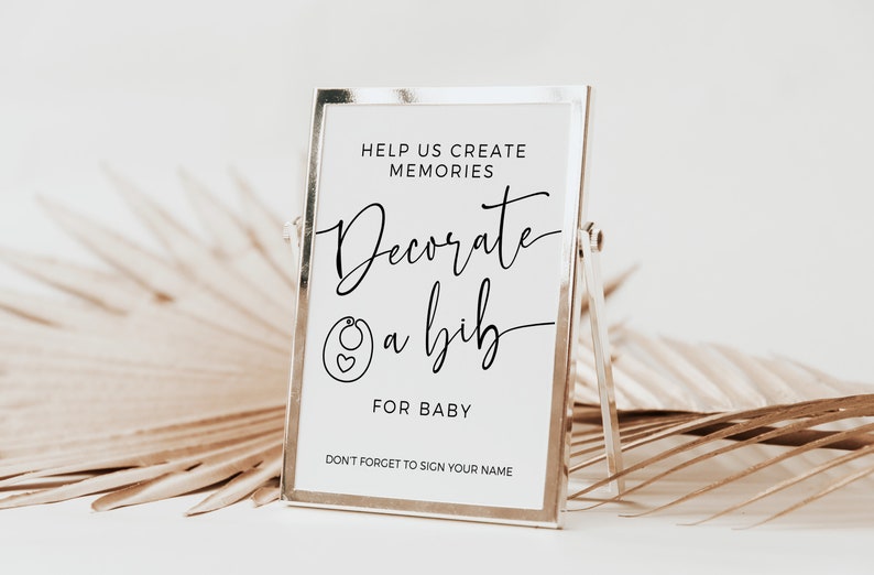 Bib Decorating Station Printable Sign, Decorate A Bib for Baby ...