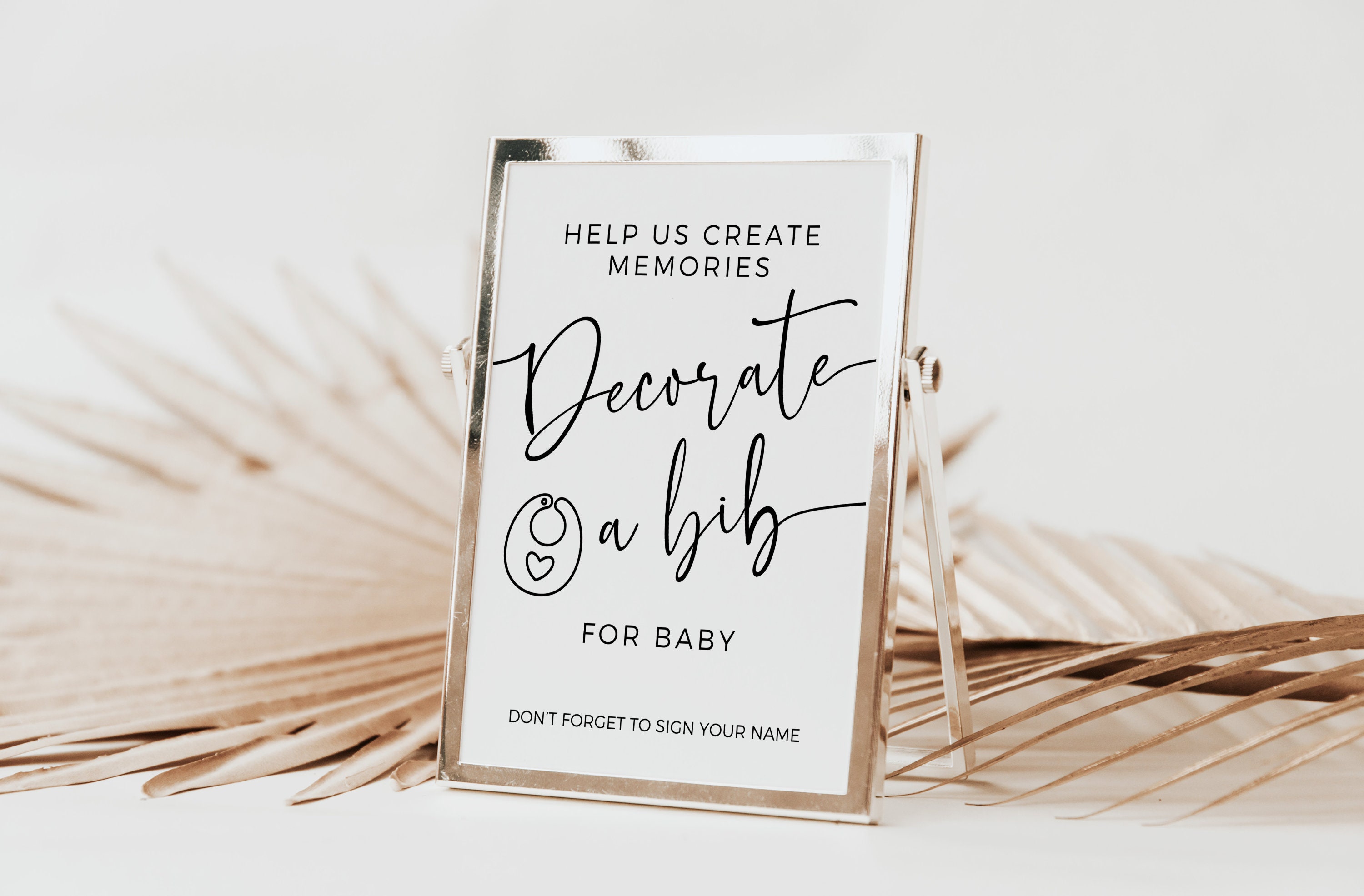 Bib Decorating Station Printable Sign, Decorate A Bib for Baby ...