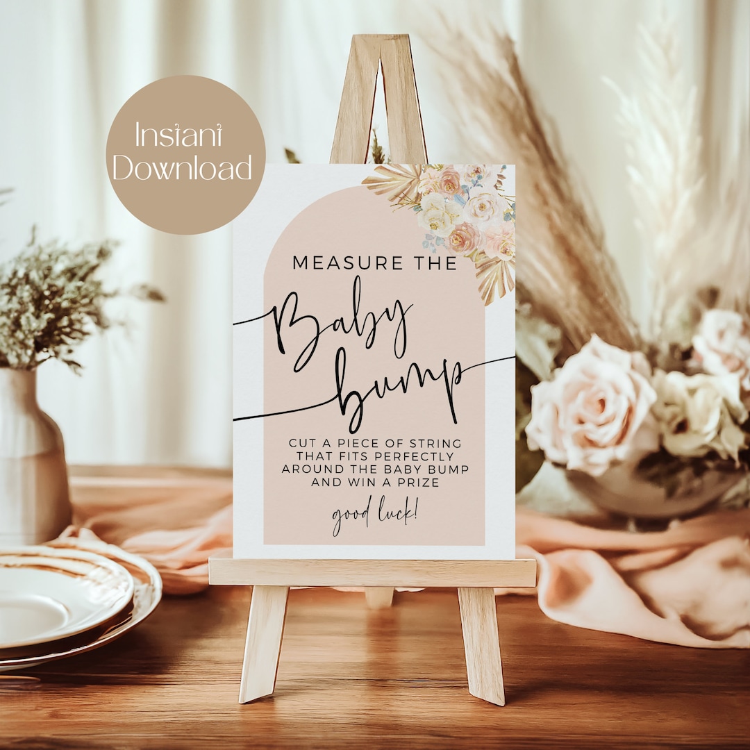 Measure the Baby Bump Baby Shower Game Printable Sign, Gender Neutral ...