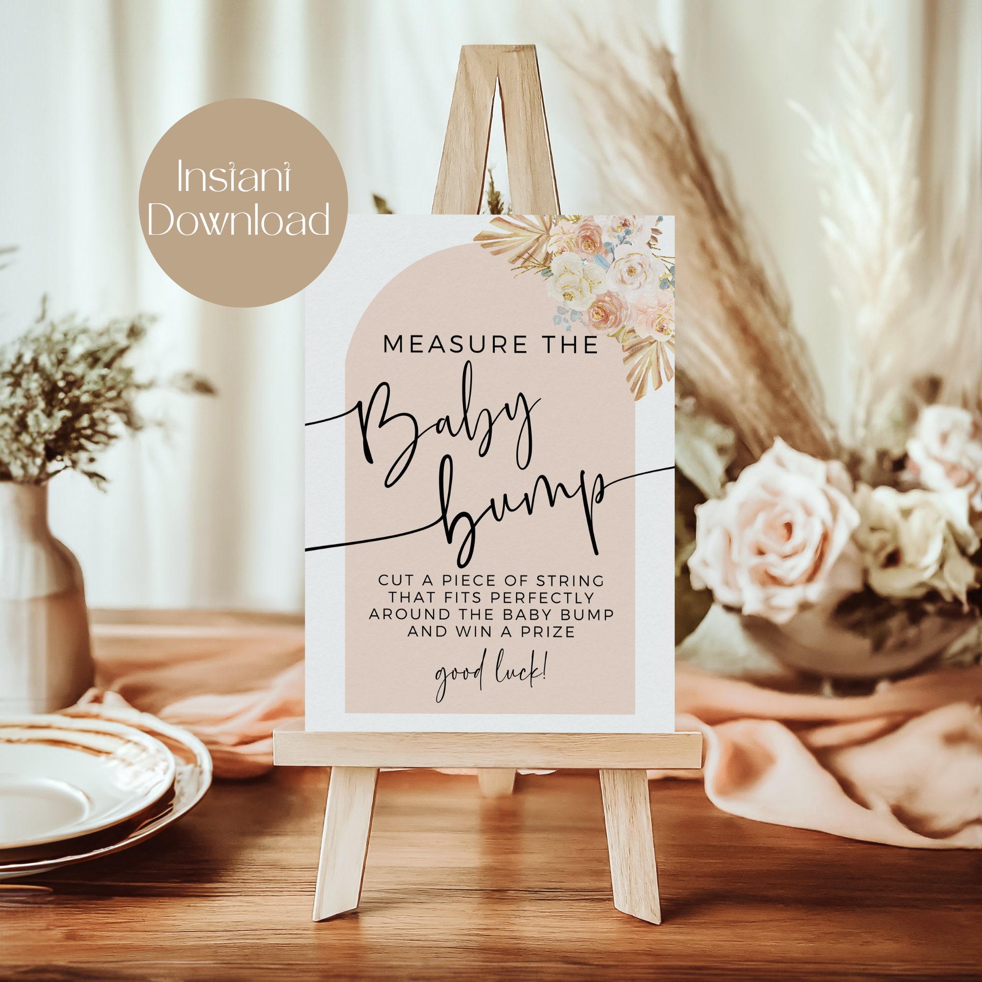 Measure the Baby Bump Baby Shower Game Printable Sign, Gender Neutral ...