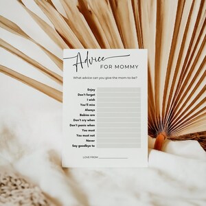 Advice for Mommy to Be Baby Shower Game, Minimal Baby Shower Game ...