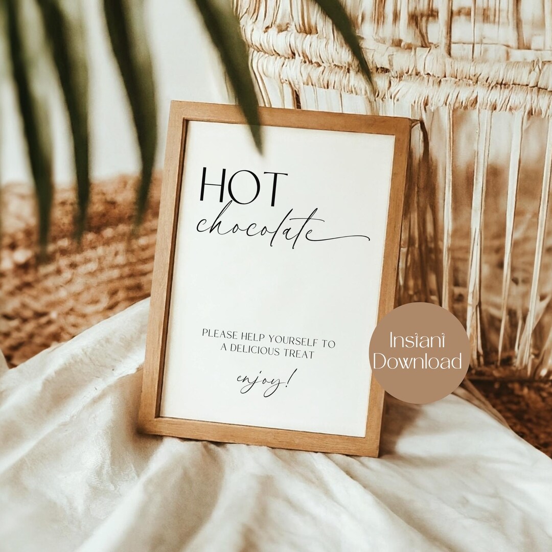 Hot Chocolate Bar Sign, Hot Cocoa Bar Sign, Minimal Baby Shower Decor ...