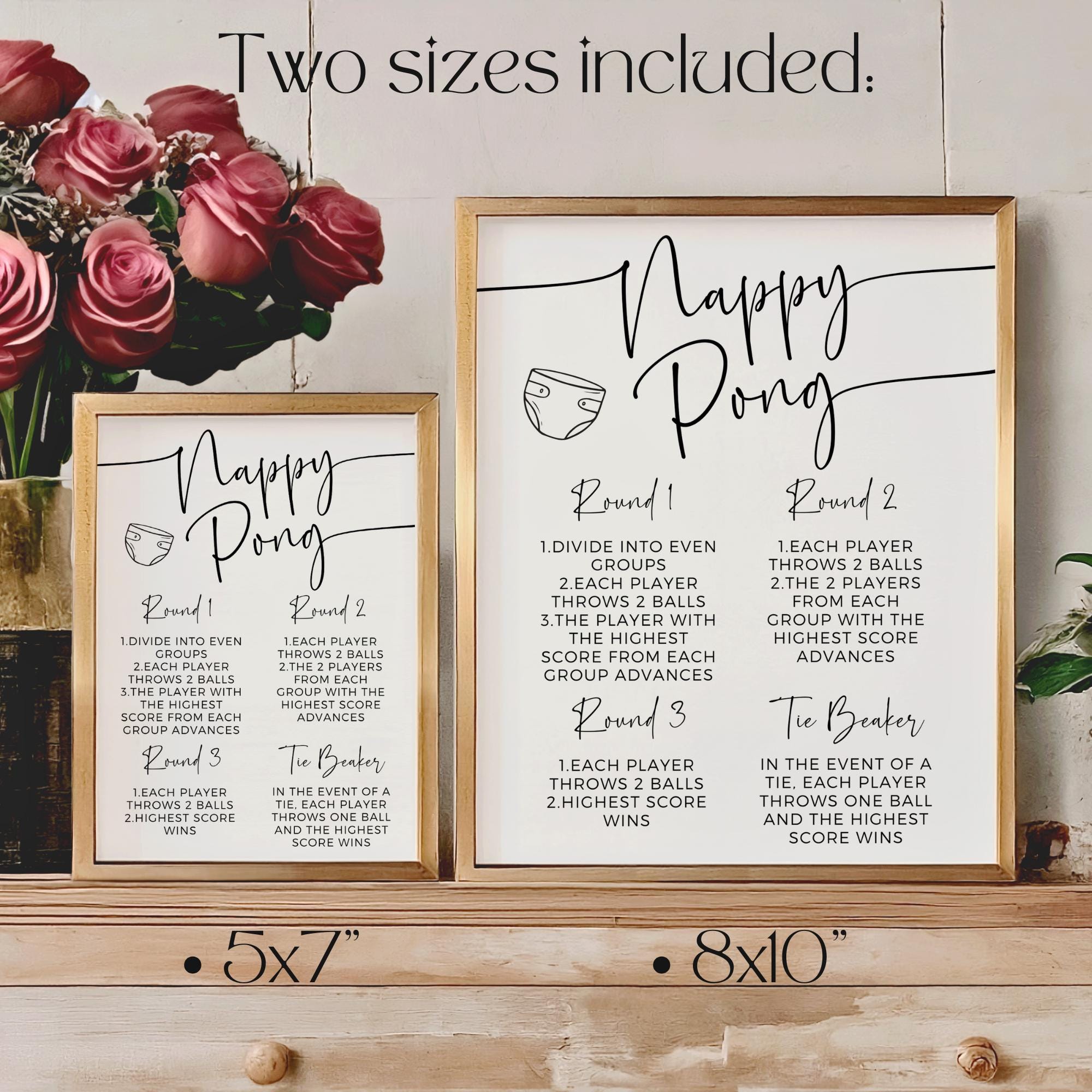 Nappy Pong Baby Shower Game, Gender Neutral Baby Shower Activity ...