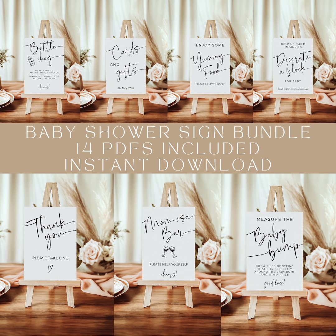 Minimal Baby Shower Sign Bundle, Instant Download, Gender Neutral ...