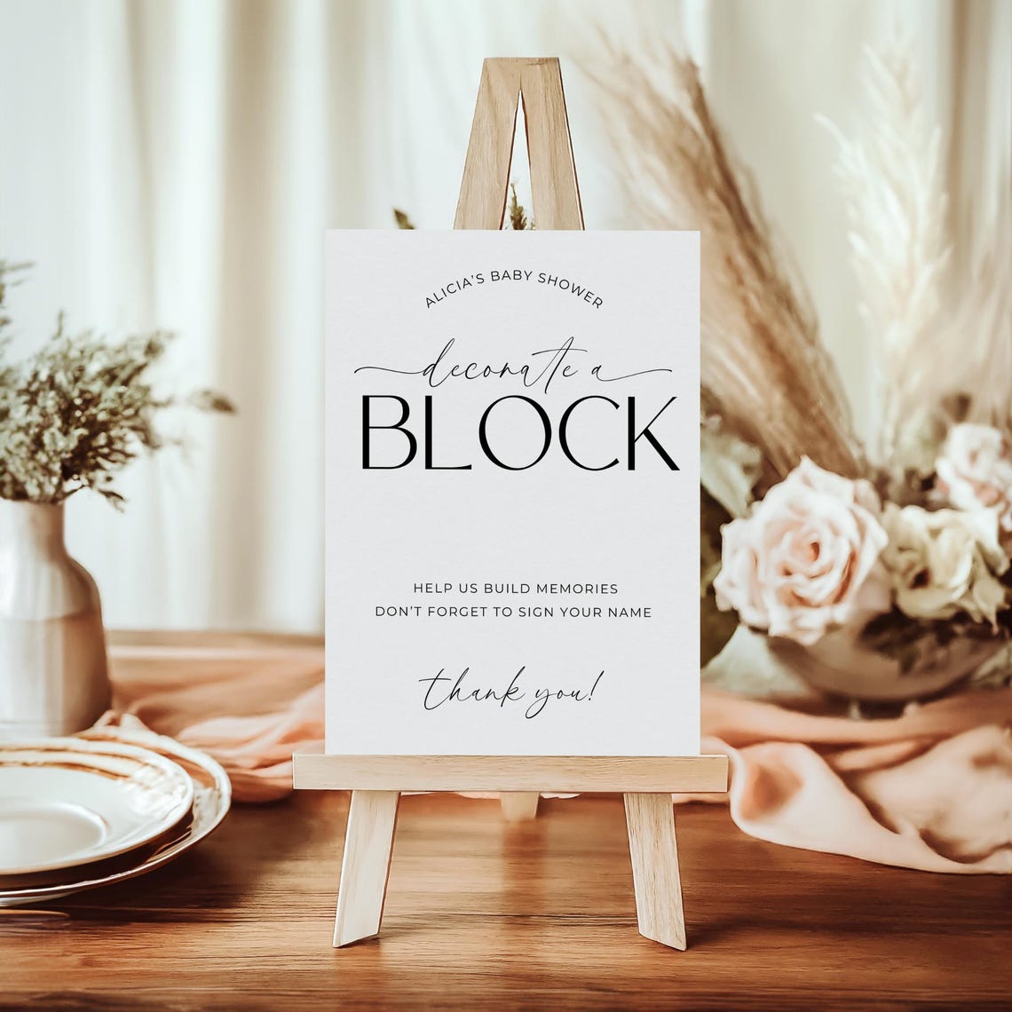 Decorate A Block for the Baby Sign, Baby Shower Activity, Baby Shower ...
