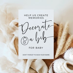 Decorate A Bib for Baby Printable Sign, Instant Download, Bib ...