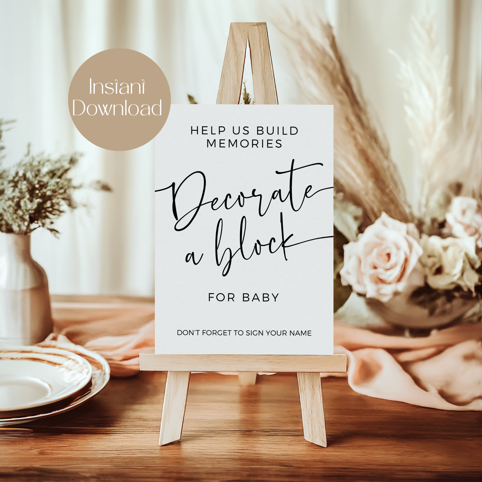 Decorate A Block for the Baby Printable Baby Shower Sign, Baby Shower ...