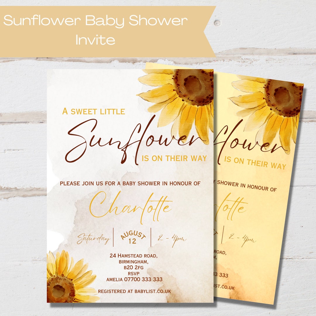 Sunflower Editable Baby Shower Invitation Flowers Party - Etsy