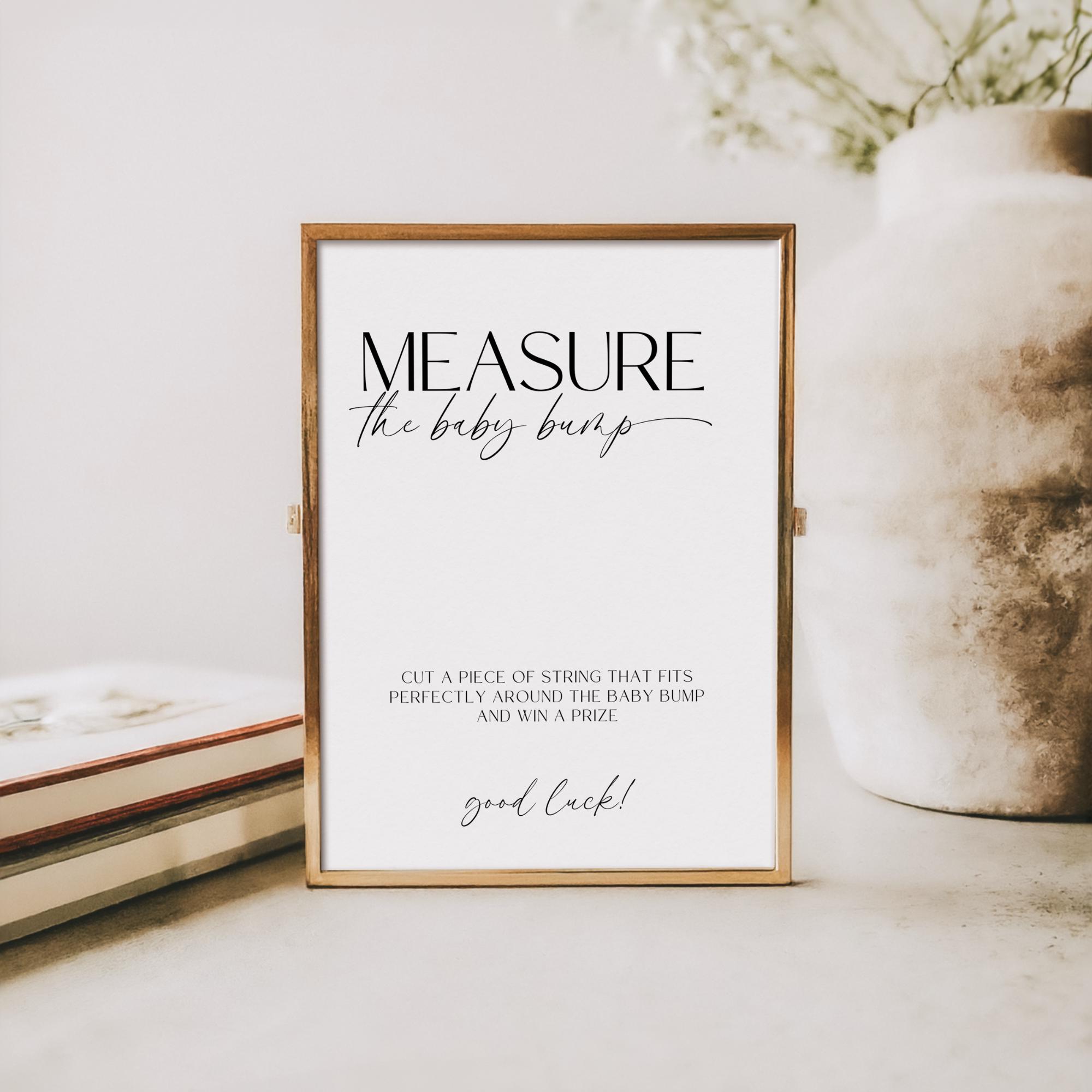 Measure the Baby Bump Baby Shower Game Printable Sign, Boho Baby Bump ...