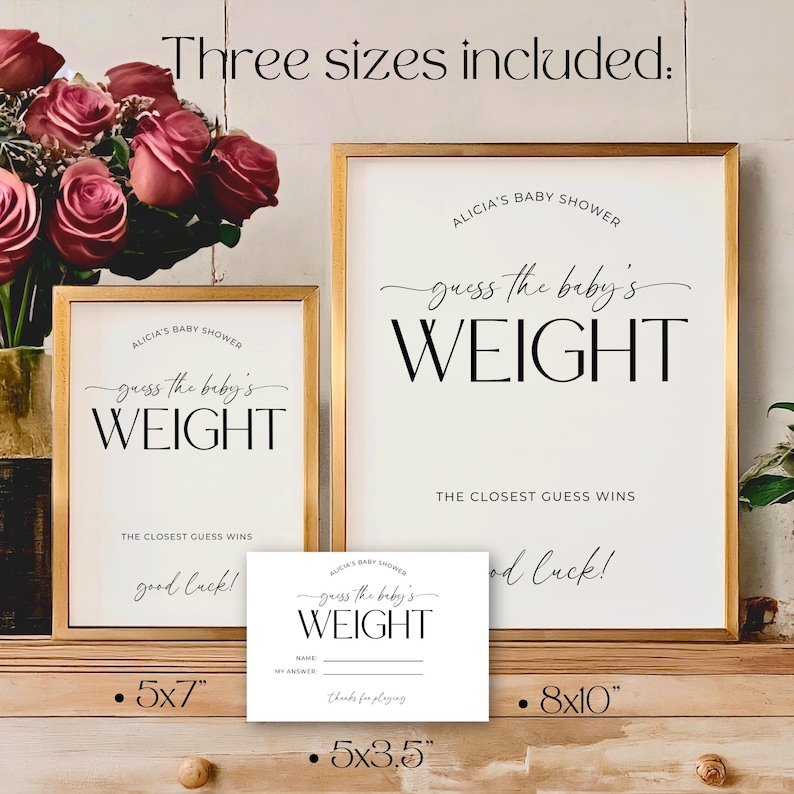 Baby Shower Game Guess the Weight, Prediction Baby Shower Game, Minimal ...
