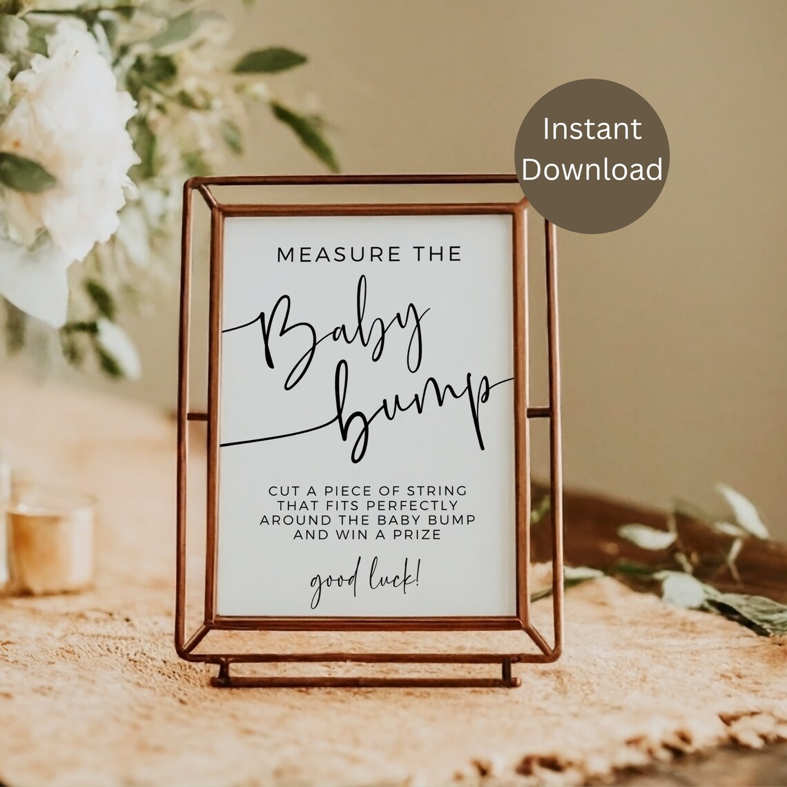 Measure the Baby Bump Baby Shower Game Printable Sign, Gender Neutral ...