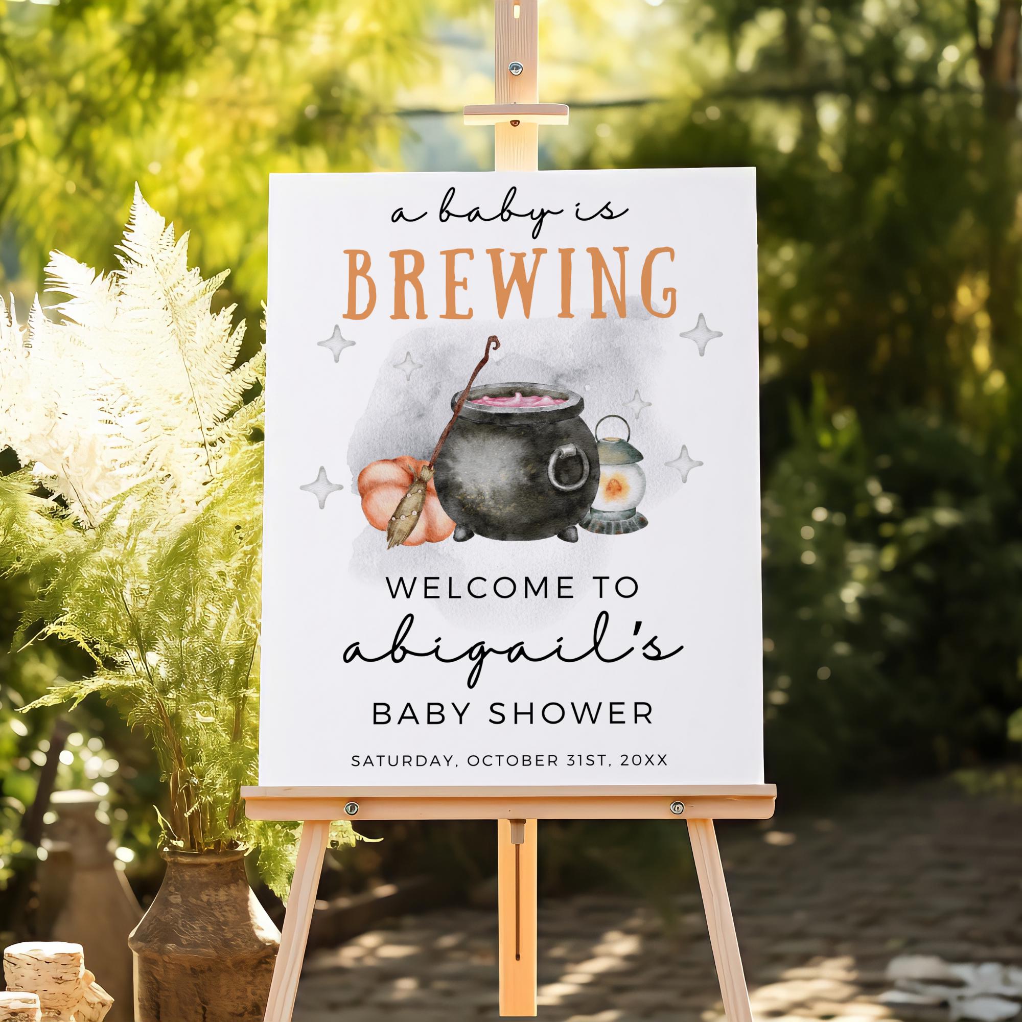A Baby is Brewing Baby Shower Welcome Sign, Halloween Baby Shower ...
