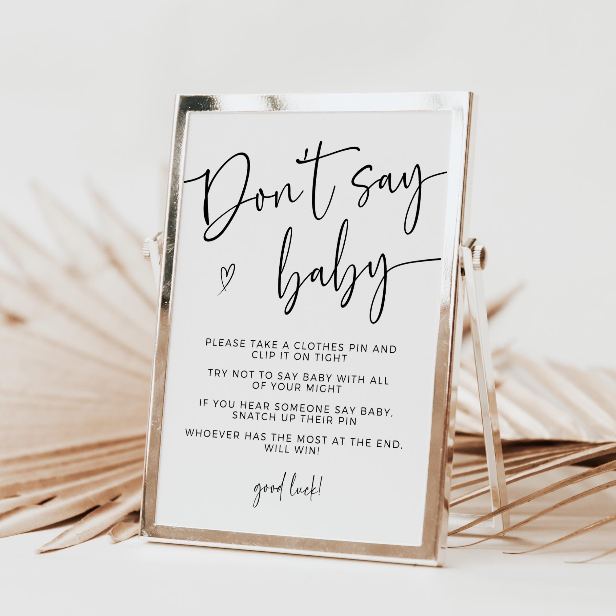 Dont Say Baby Sign Game Printable, Baby Shower Game Sign, Instant ...