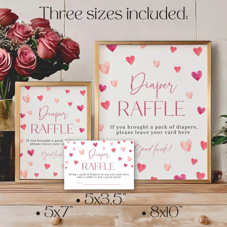 Little Sweetheart Baby Shower Diaper Raffle Sign and Raffle Ticket ...