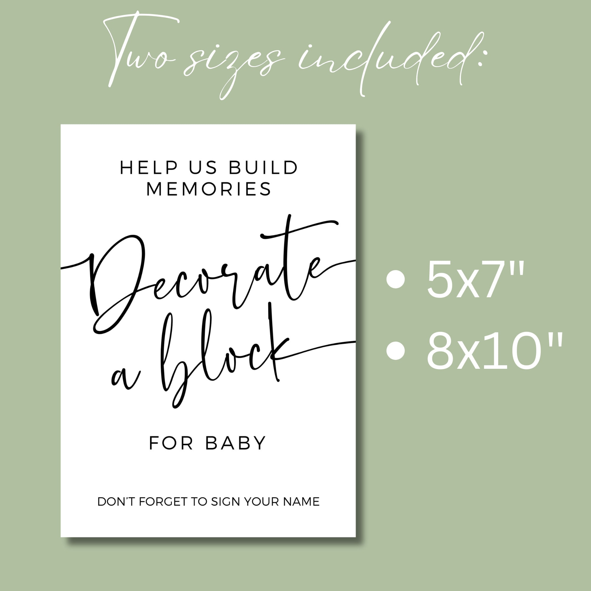 Decorate A Block for the Baby Sign, Baby Shower Activity, Baby Shower ...