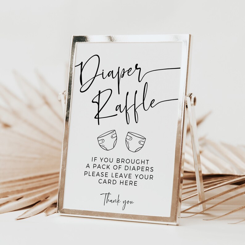 Baby Shower Diaper Raffle Sign and Raffle Ticket, Minimal Baby Shower ...