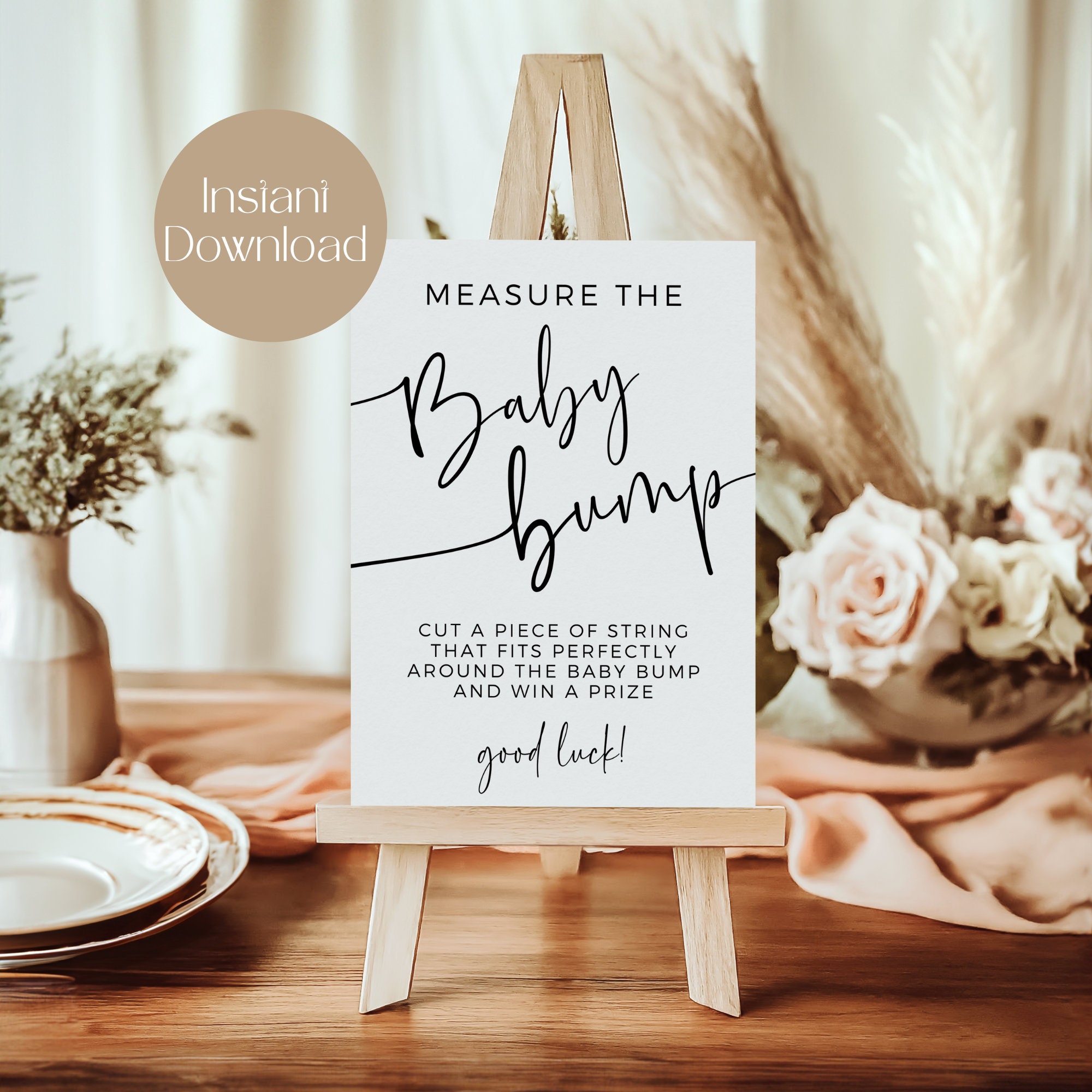 Measure the Baby Bump Baby Shower Game Printable Sign, Gender Neutral ...