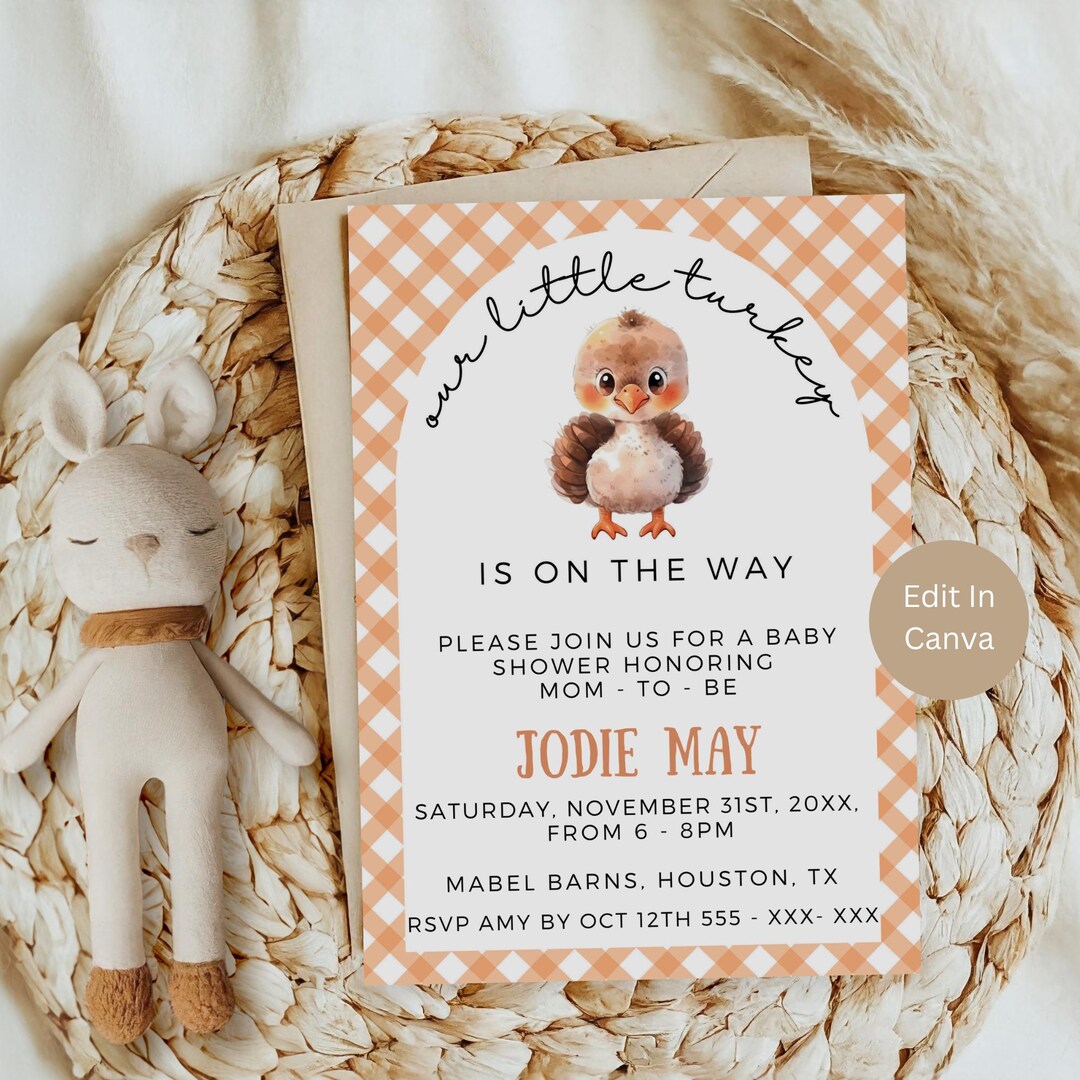 A Little Turkey Baby Shower Invitation, Thanksgiving Baby Shower ...