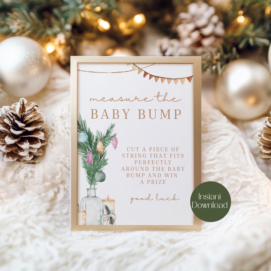 Measure the Baby Bump Baby Shower Game Printable Sign, A Merry Little ...